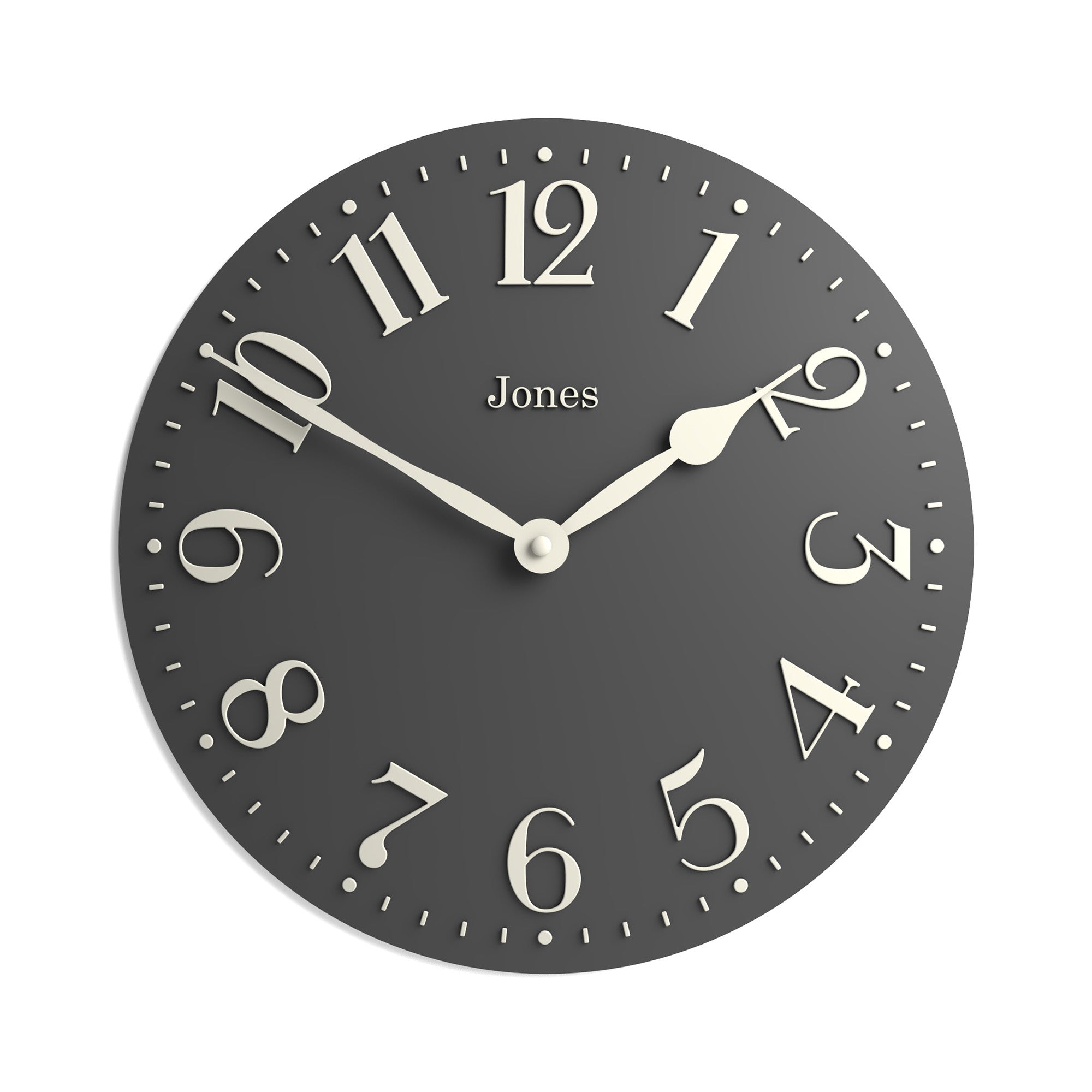 Jones Betty convex wall clock in blizzard grey 30cm – Jones Clocks