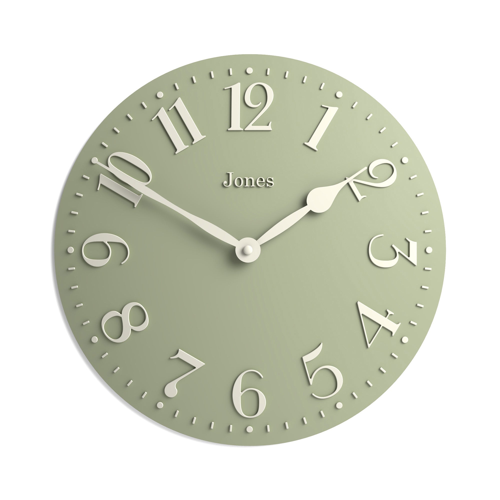 Jones Betty convex wall clock in sage green 30cm – Jones Clocks