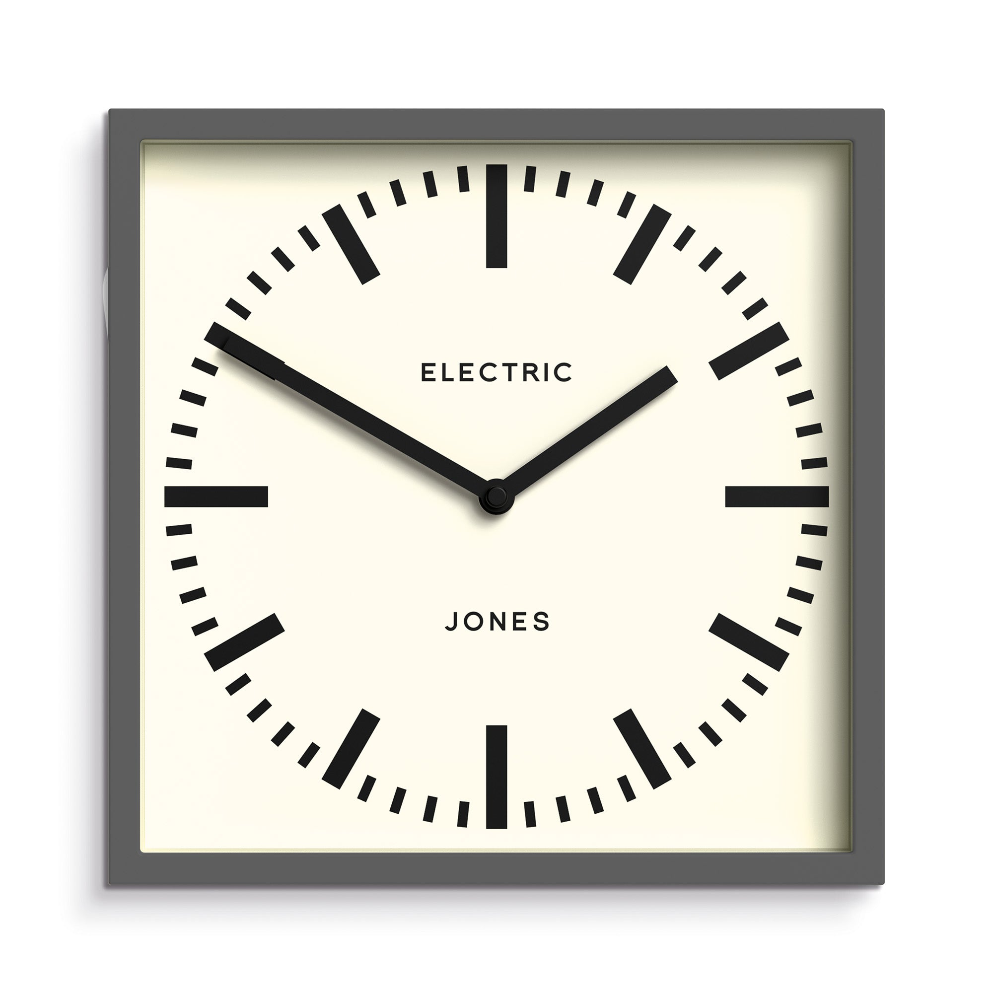Jones Box wall clock in grey 25cm – Jones Clocks