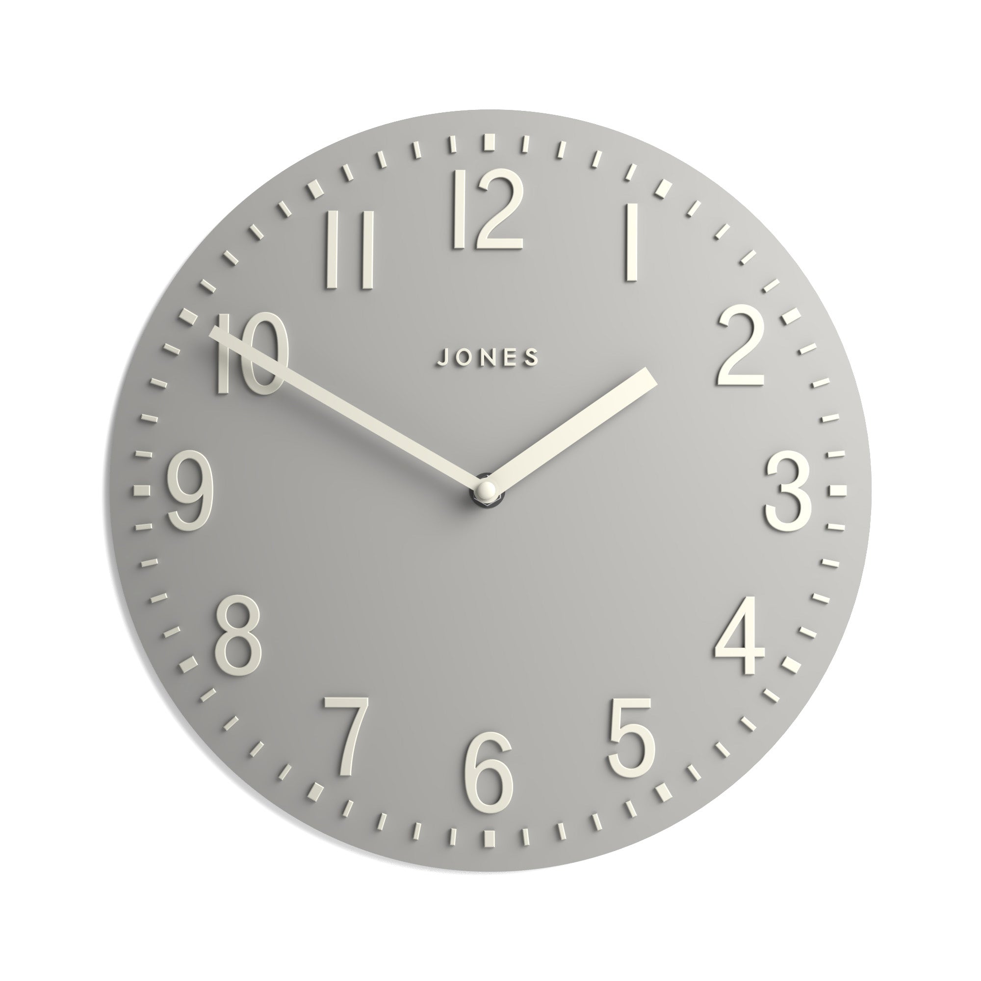 Jones Chilli convex wall clock in light grey and cream 30cm – Jones Clocks