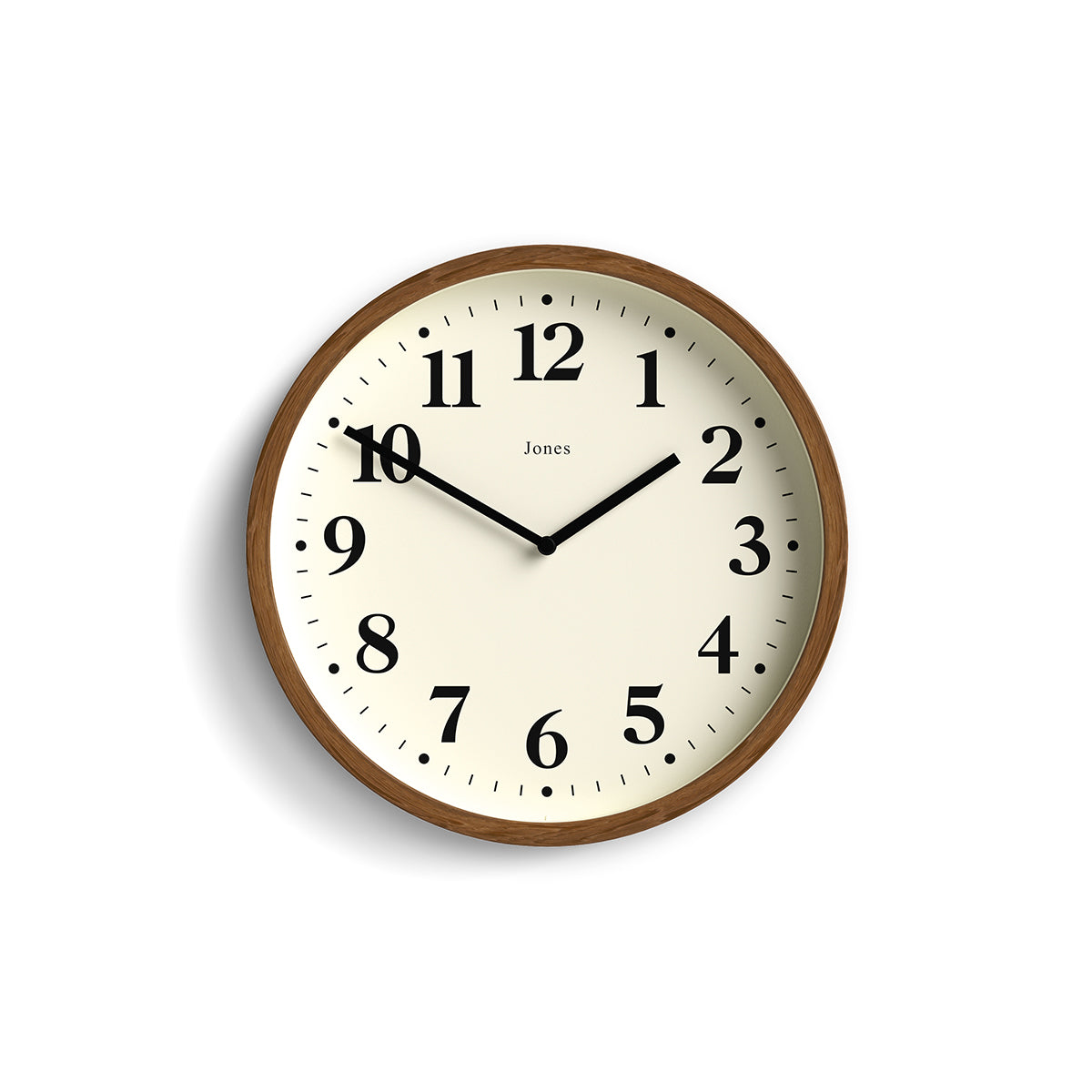 Jones Lodge wall clock in dark faux wood 25cm – Jones Clocks