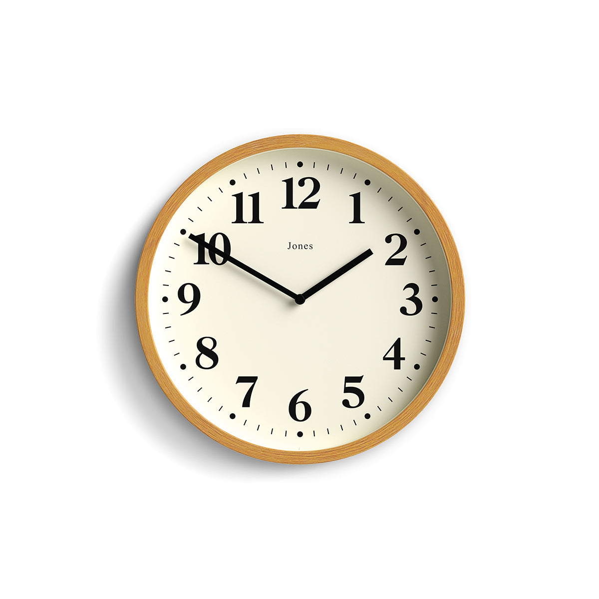 Jones Lodge wall clock in medium faux wood 25cm – Jones Clocks