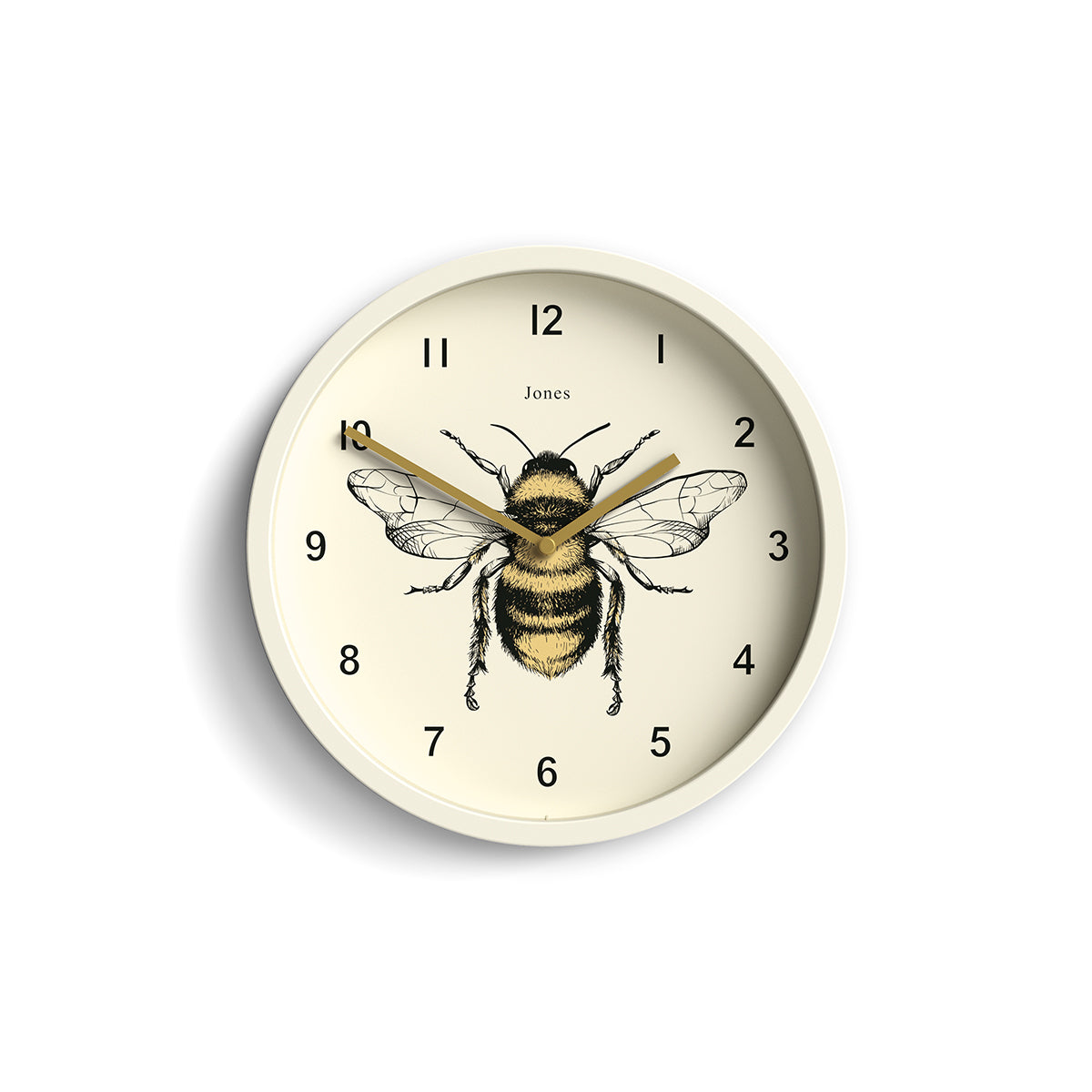 Jones Bee wall clock in pale cream 25cm – Jones Clocks