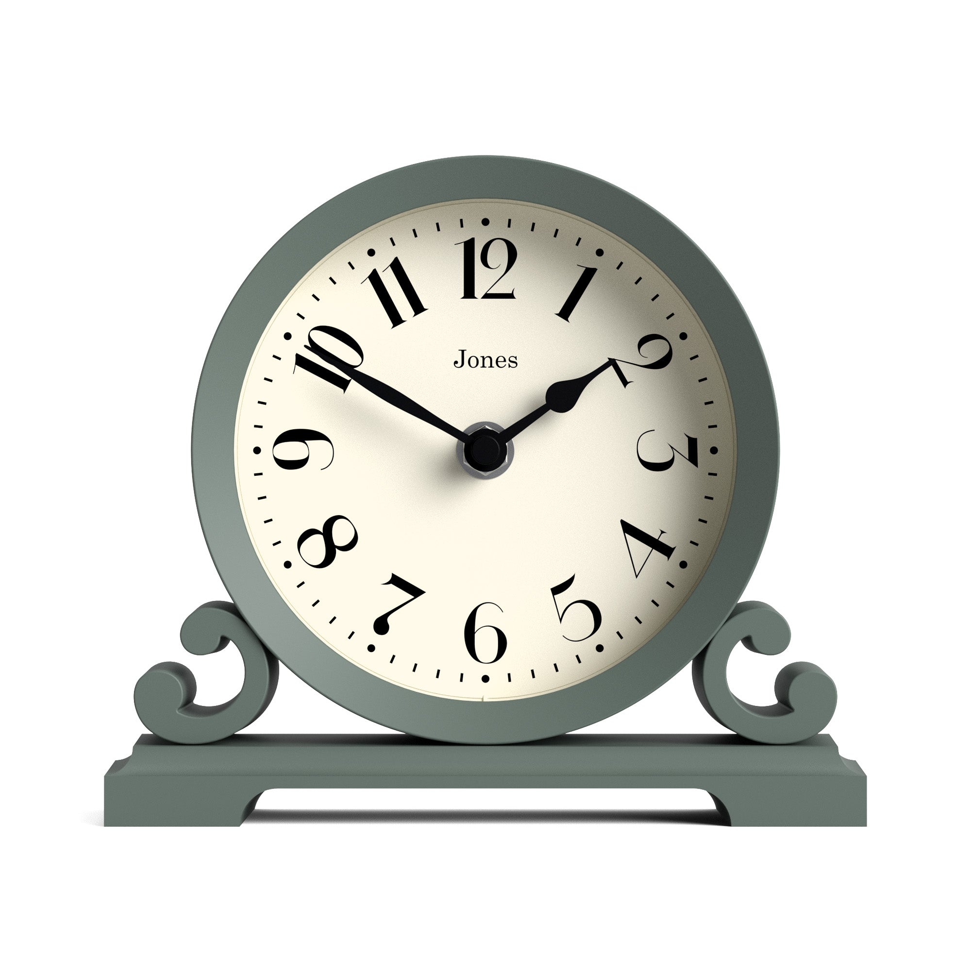 Jones Saloon mantel clock in asparagus green – Jones Clocks