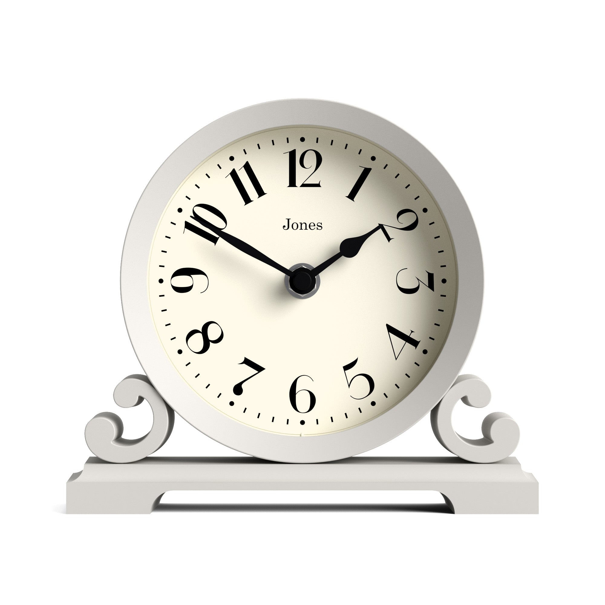 Jones Saloon mantel clock in cloud grey – Jones Clocks