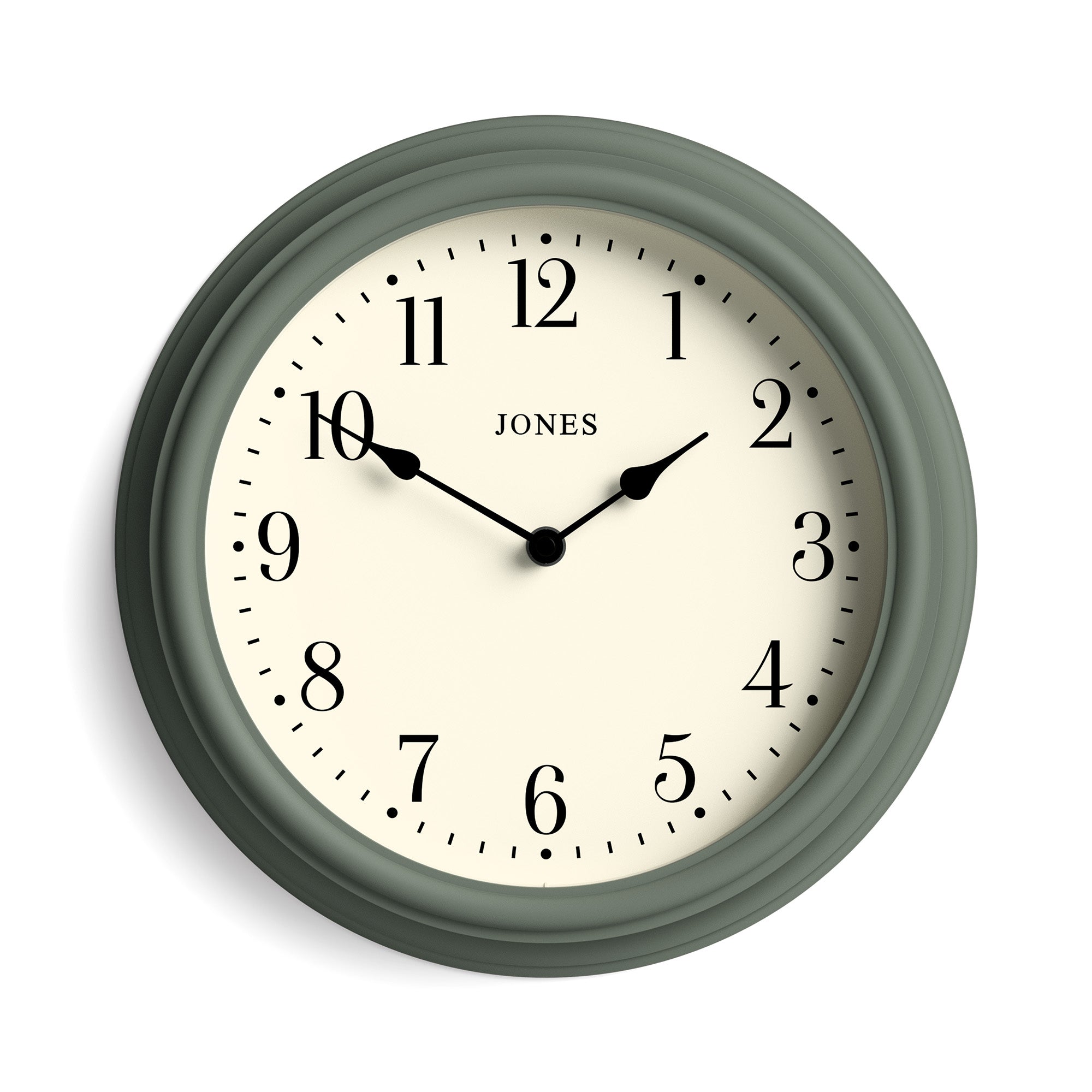 Jones Venetian wall clock in asparagus green 30cm – Jones Clocks