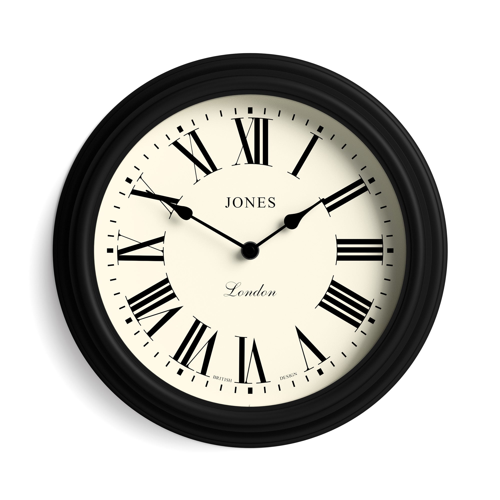 Jones Venetian wall clock in black 30cm – Jones Clocks