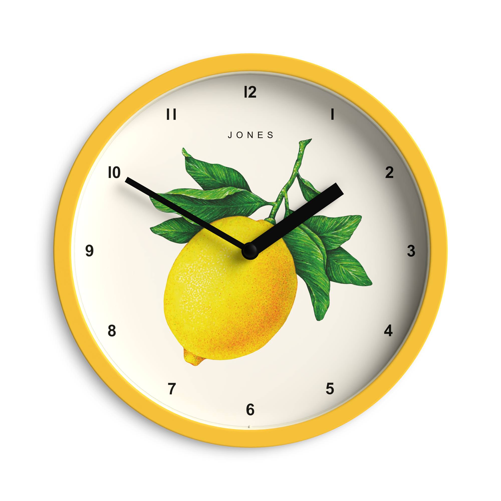 Jones Lemon wall clock in citrus yellow 20cm – Jones Clocks