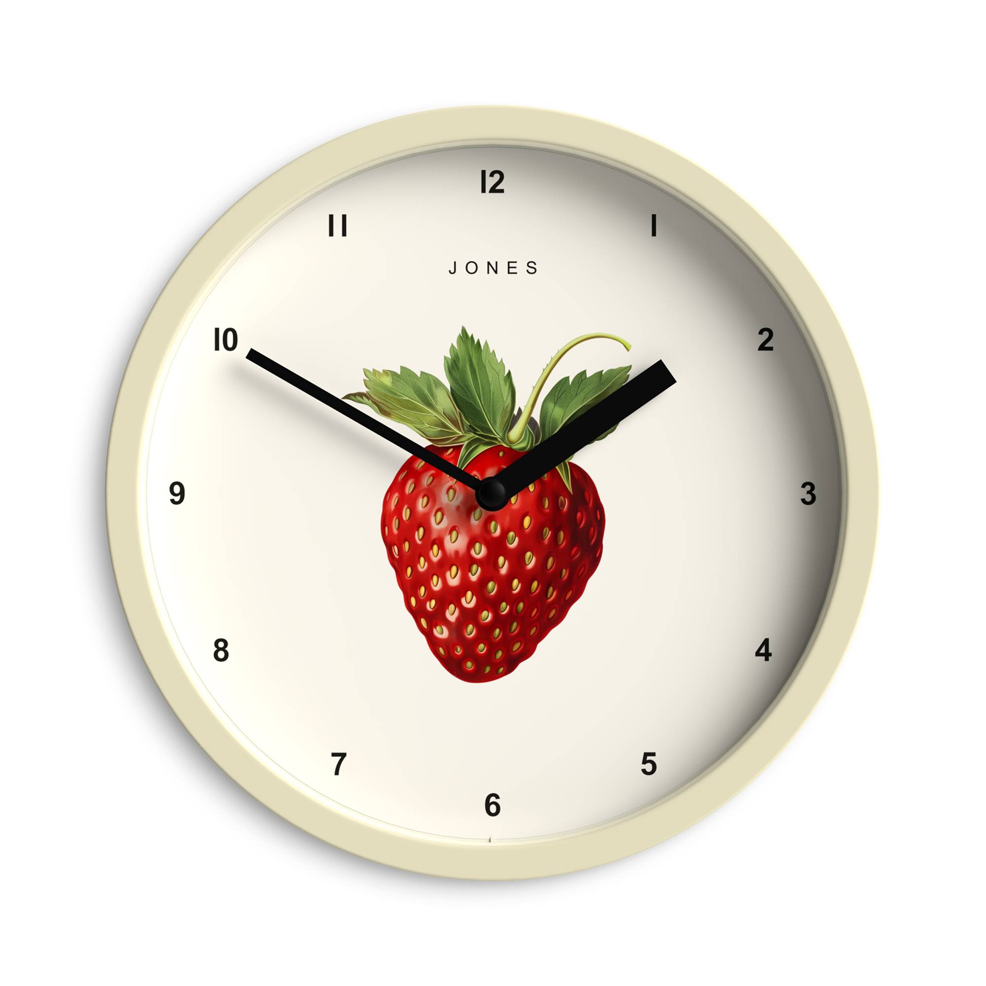 Jones Strawberry wall clock in cream 20cm – Jones Clocks