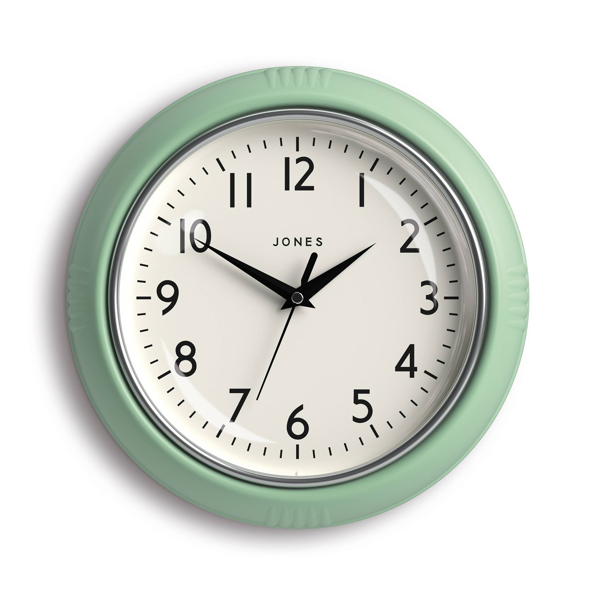 Jones Ketchup wall clock in mint green 24cm – Jones Clocks