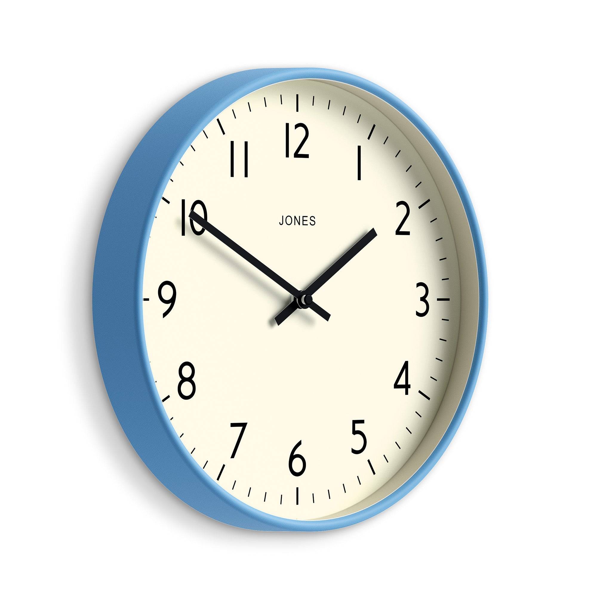 Jones Studio wall clock in mid blue 30cm – Jones Clocks