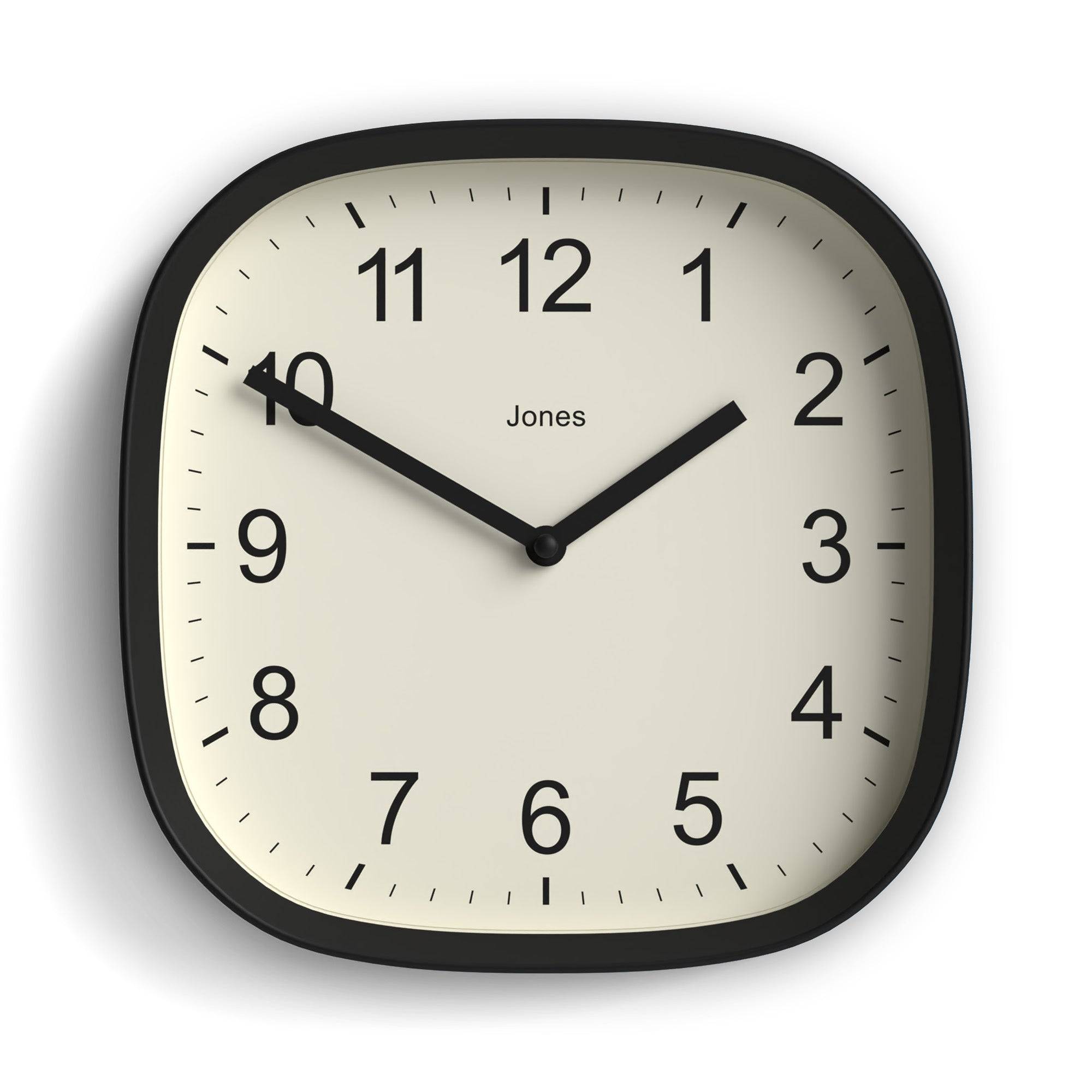 Jones Sprite wall clock in black 25cm – Jones Clocks