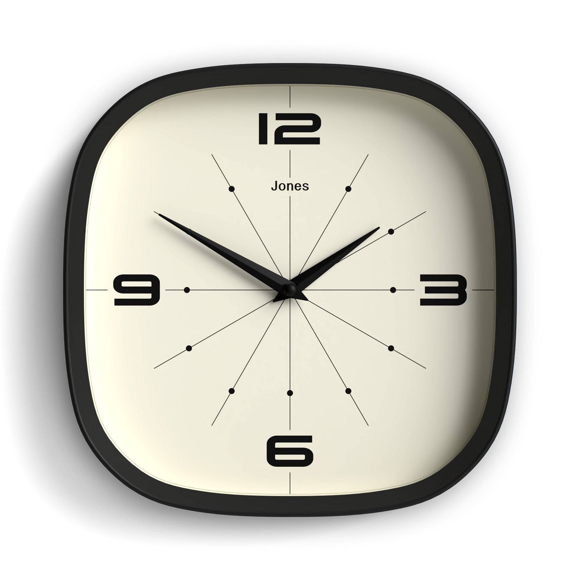 Jones Pulsar wall clock in black 25cm – Jones Clocks