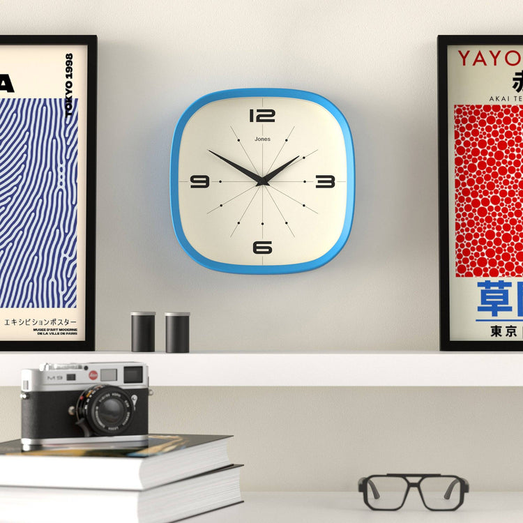 Jones Pulsar wall clock in mid blue 25cm – Jones Clocks
