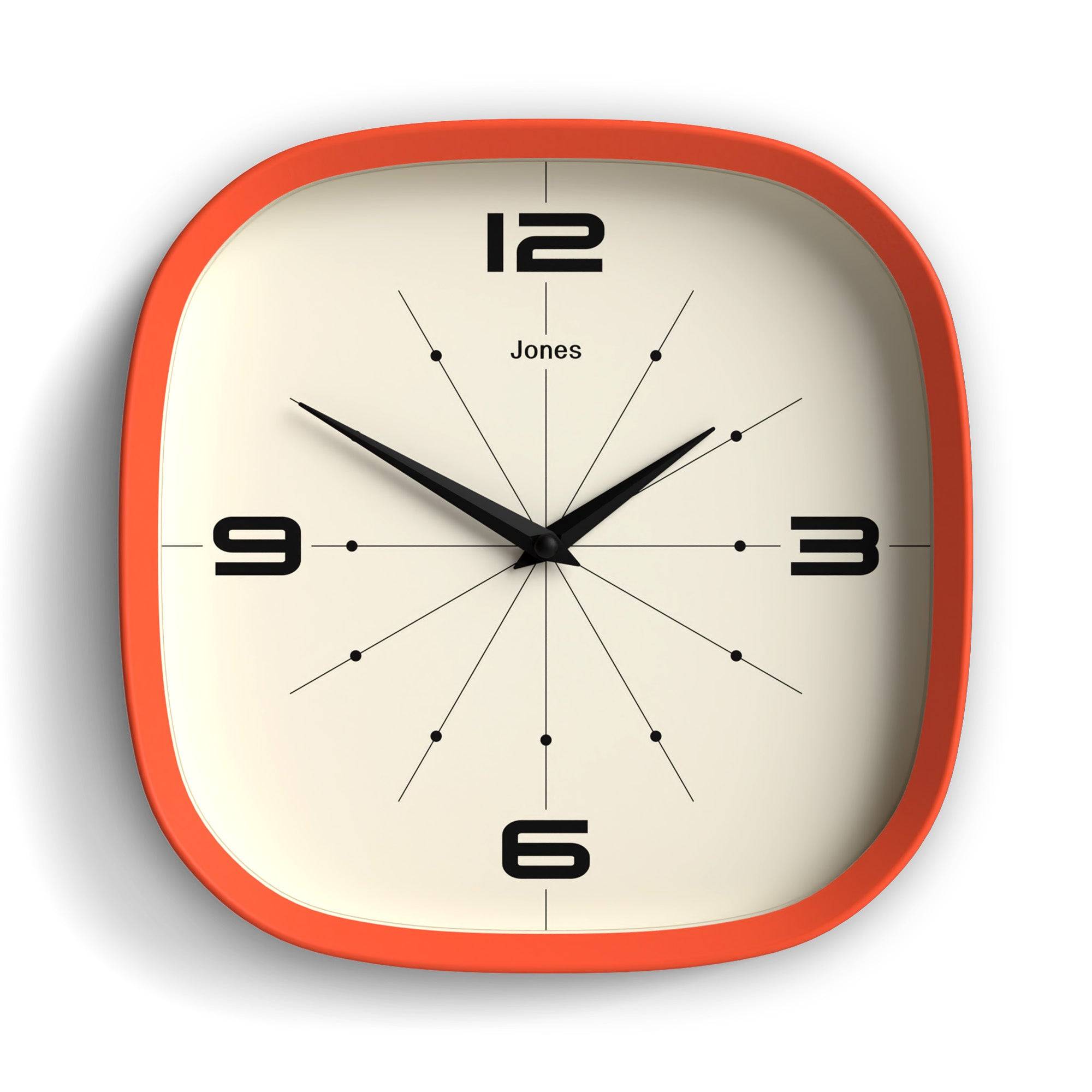 Jones Pulsar wall clock in pumpkin orange 25cm – Jones Clocks