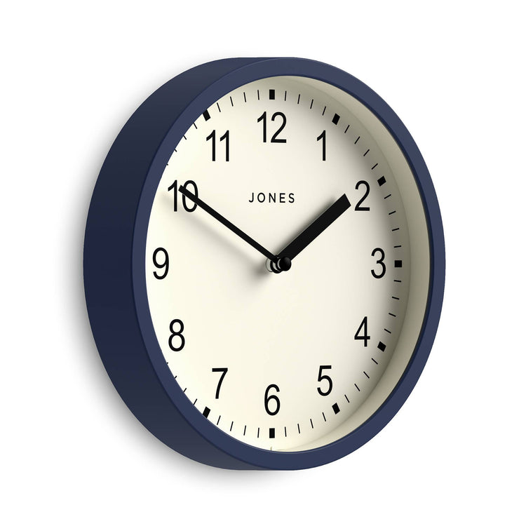 Jones Spin wall clock in indigo blue 20cm – Jones Clocks
