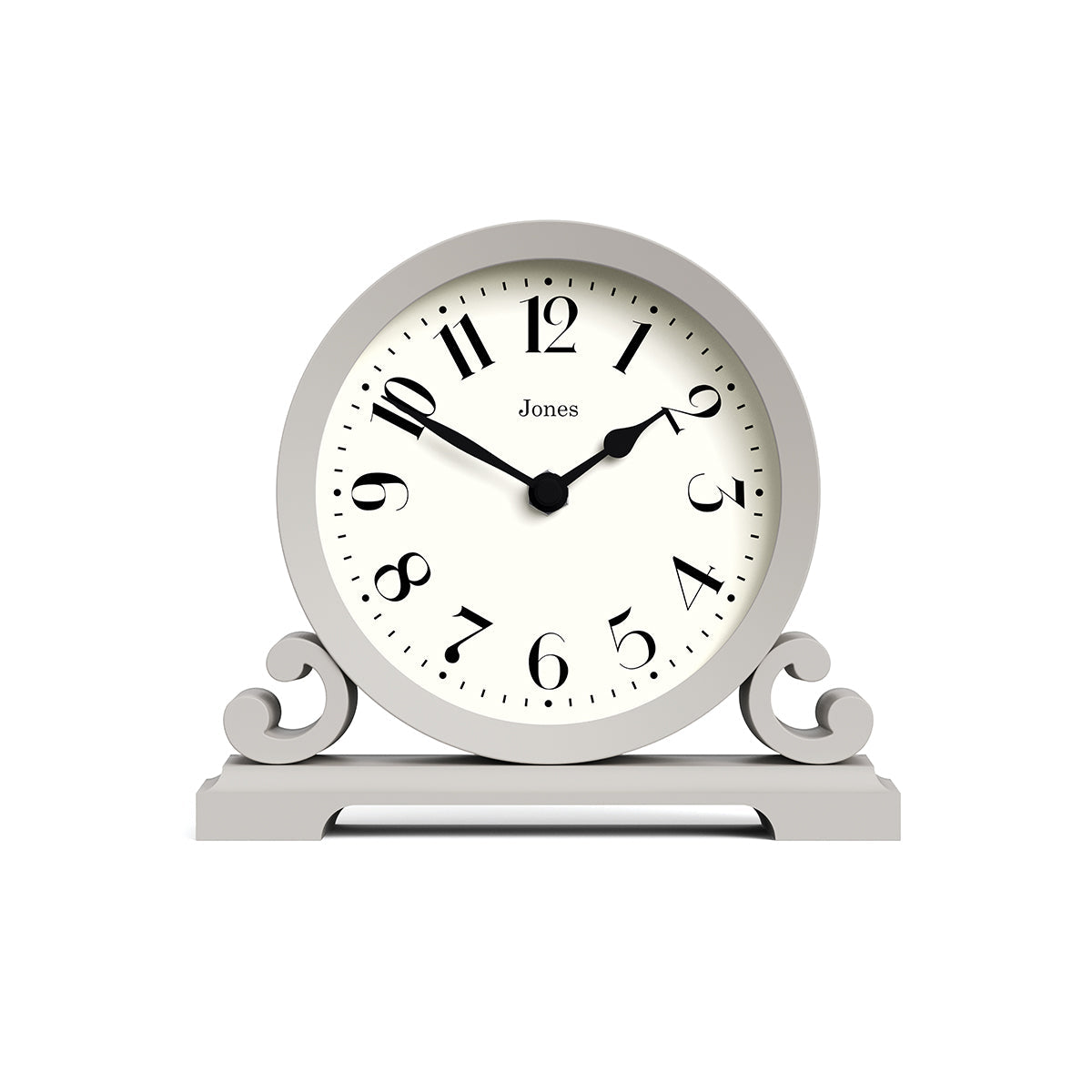 Jones Saloon mantel clock in cloud grey – Jones Clocks