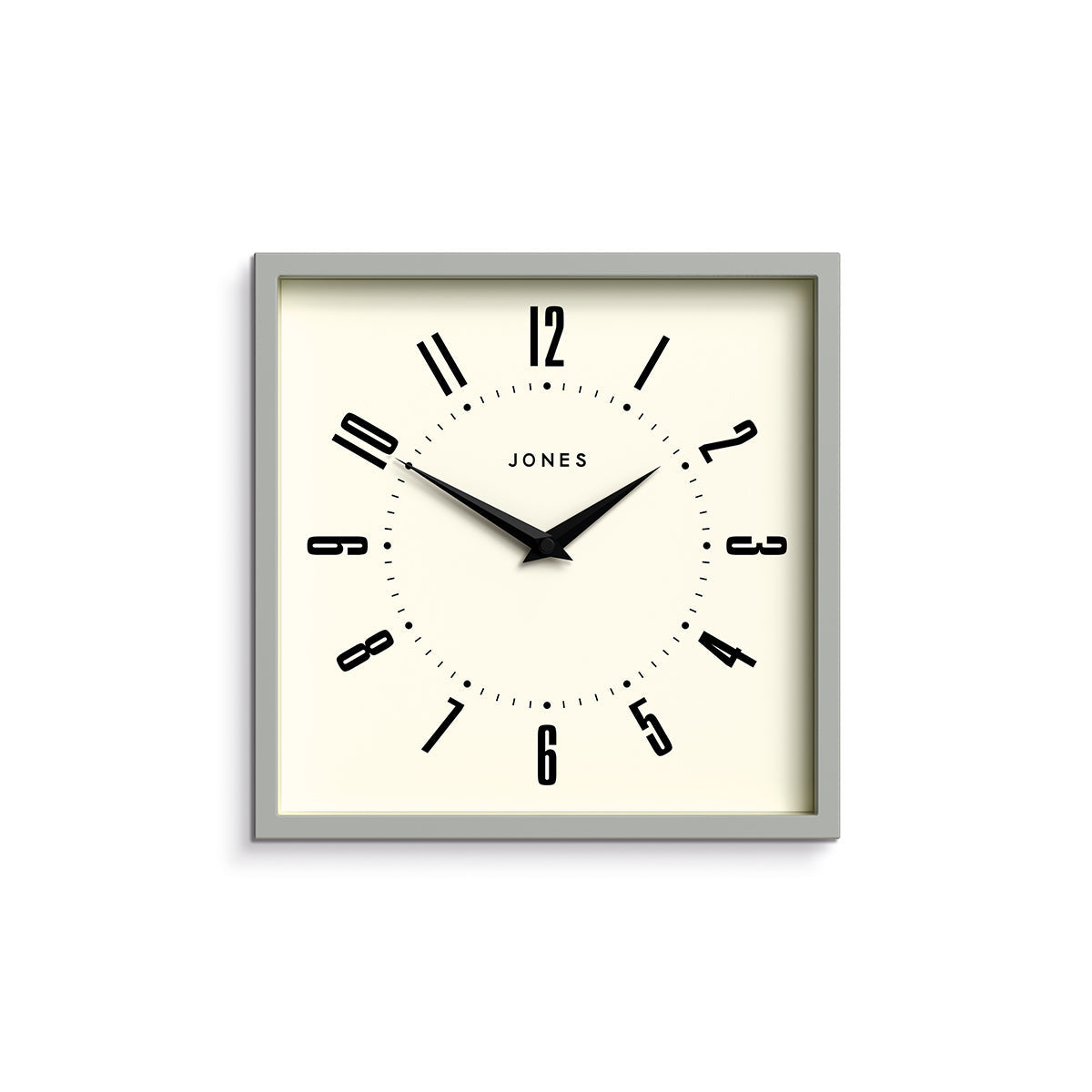 Jones Box wall clock in grey 25cm – Jones Clocks