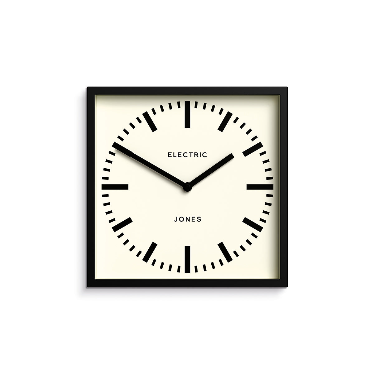 Jones Box wall clock in black 25cm – Jones Clocks