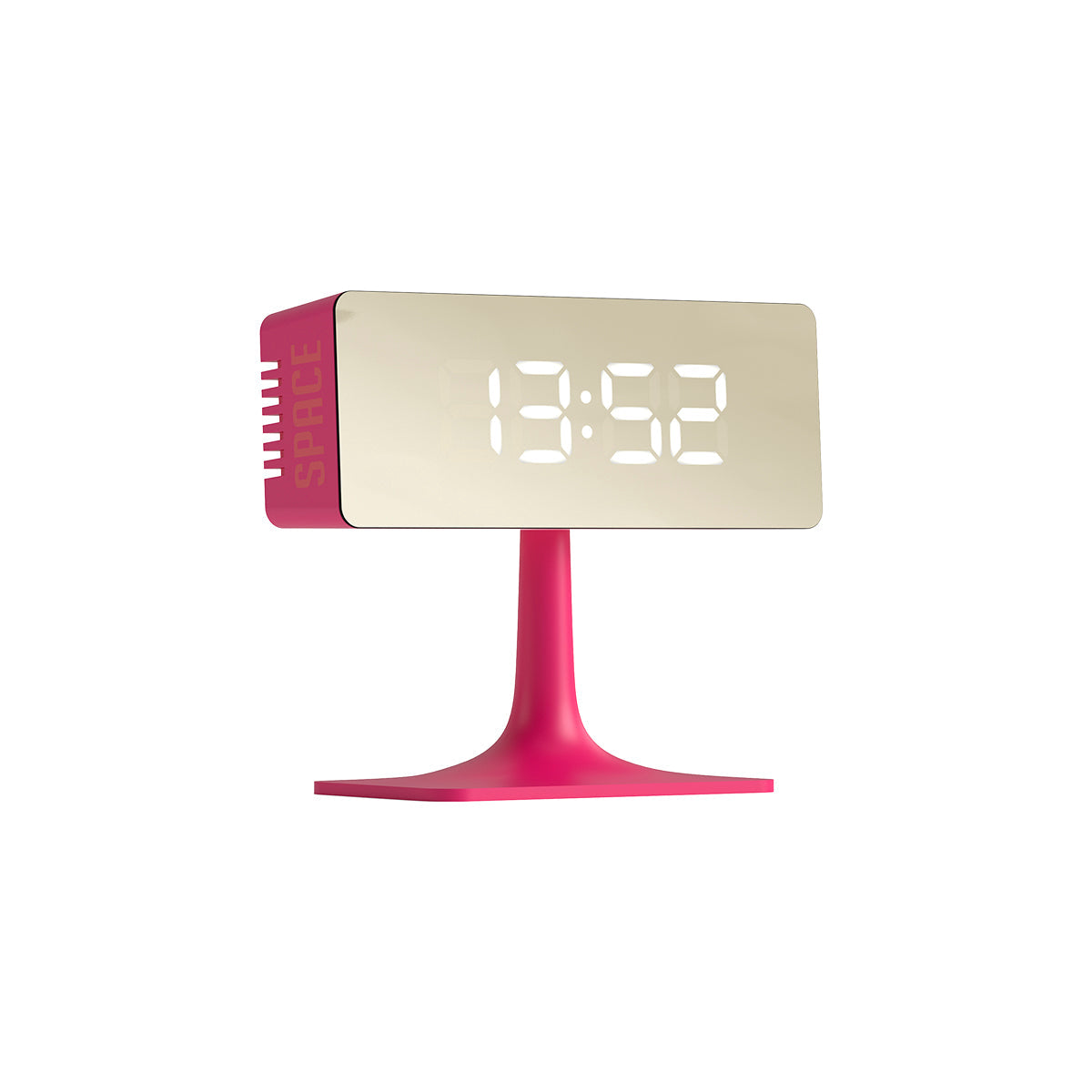 Space Hotel Cinemascape LED clock in pink – Jones Clocks