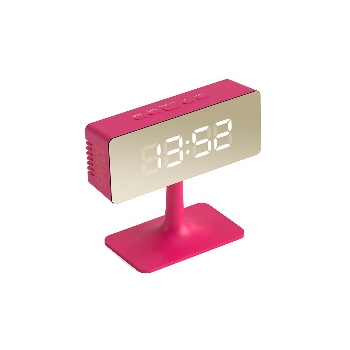 Space Hotel Cinemascape LED clock in pink – Jones Clocks