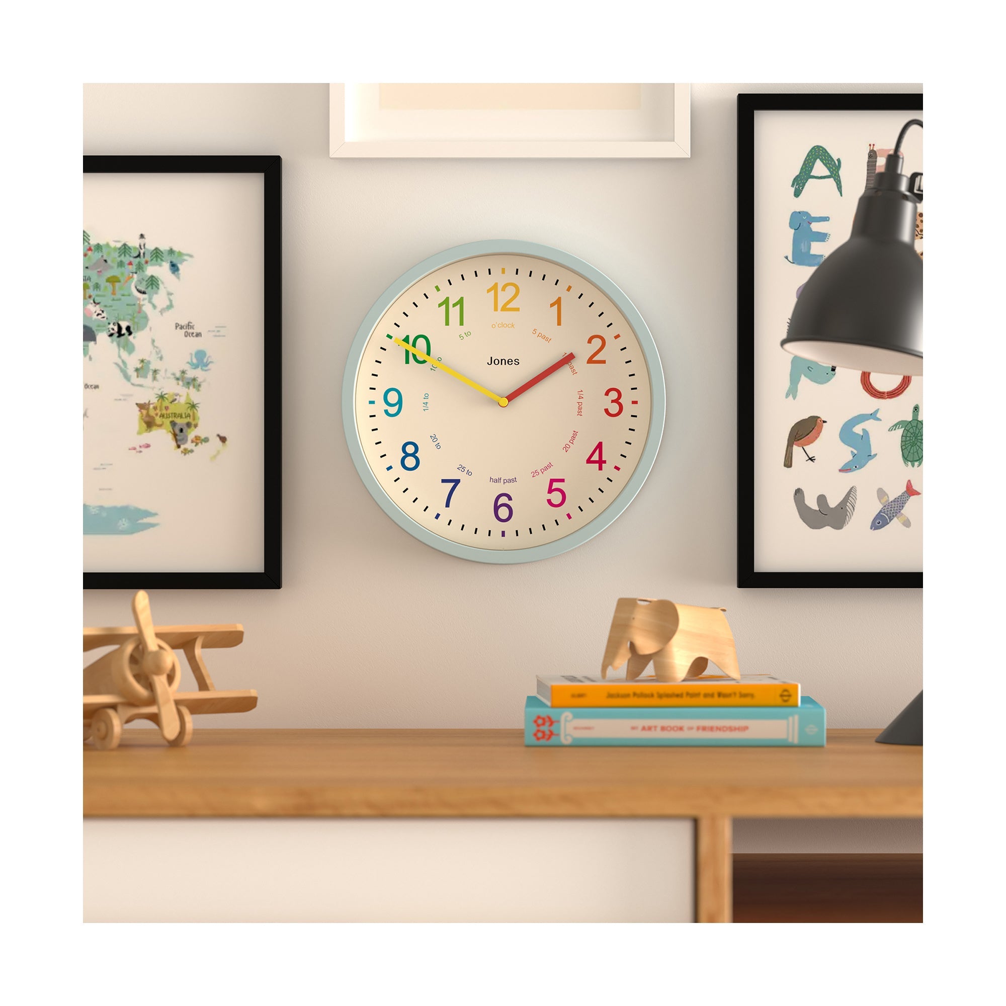 Jones Kids wall clock in blue 25cm – Jones Clocks