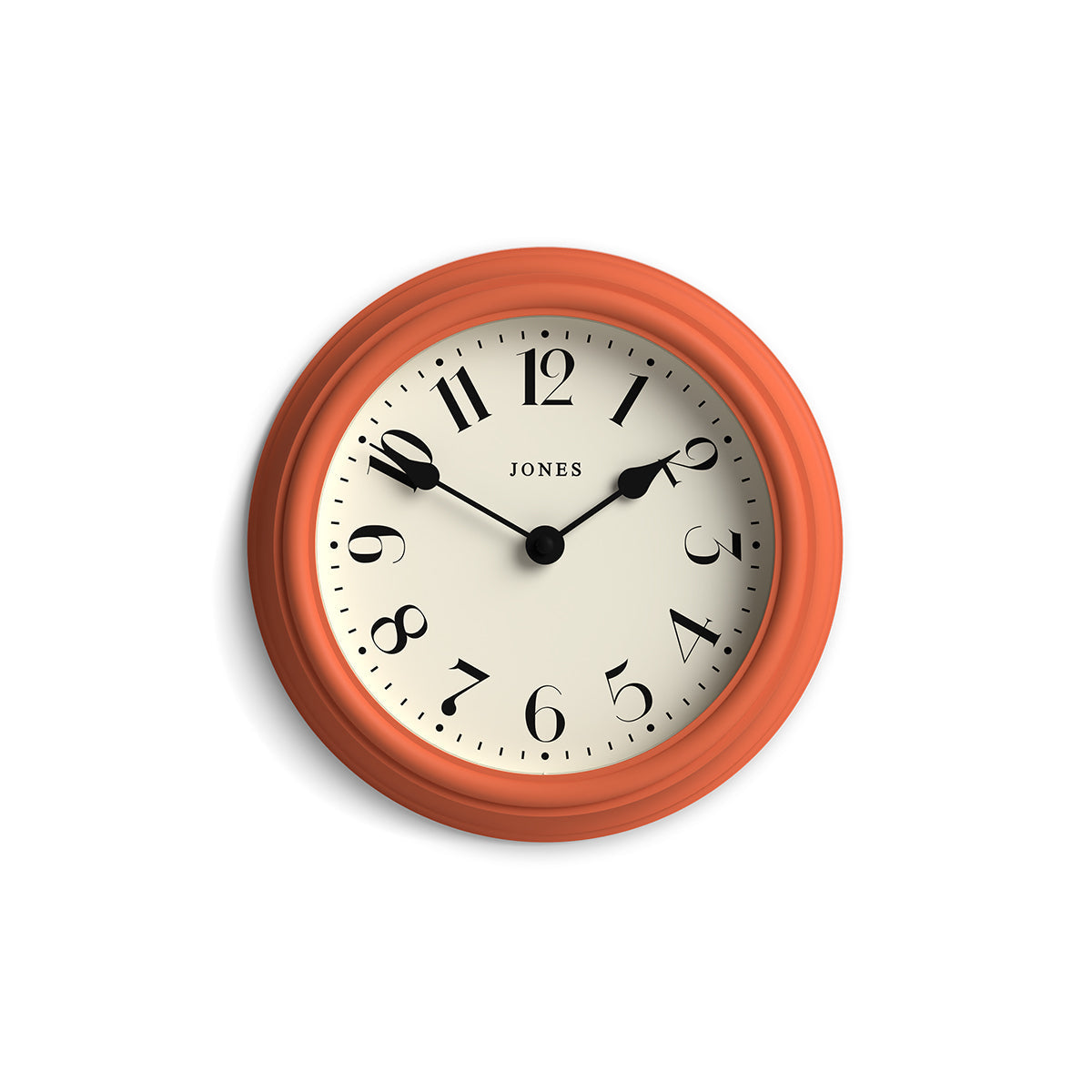 Jones Frieze wall clock in terracotta orange 23cm – Jones Clocks