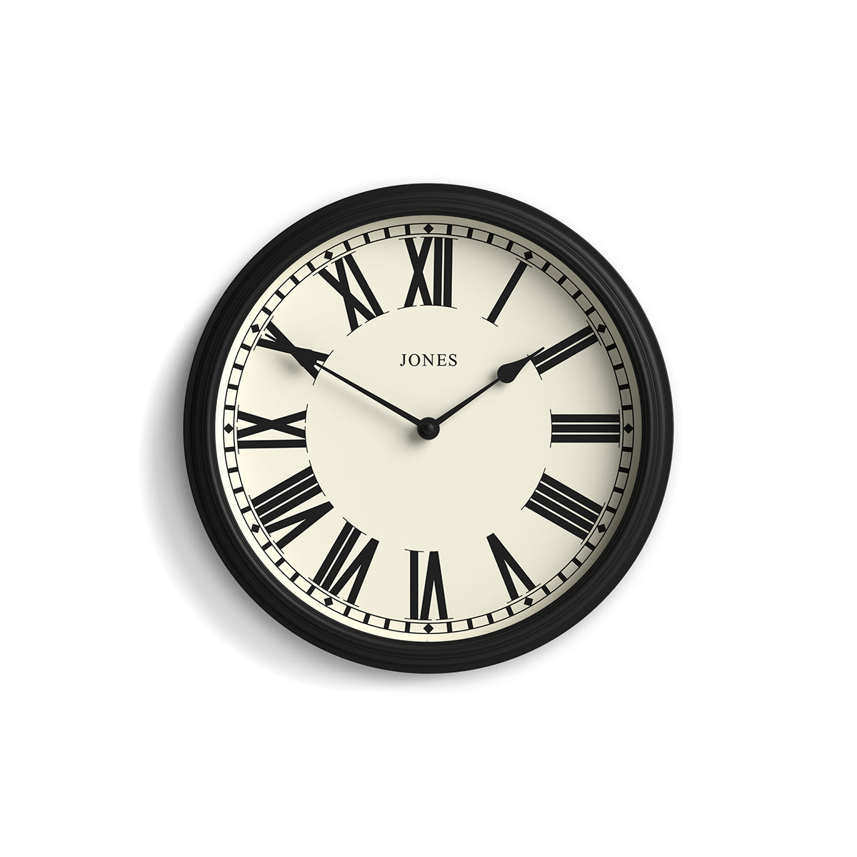Jones Hackney wall clock in black 30cm – Jones Clocks