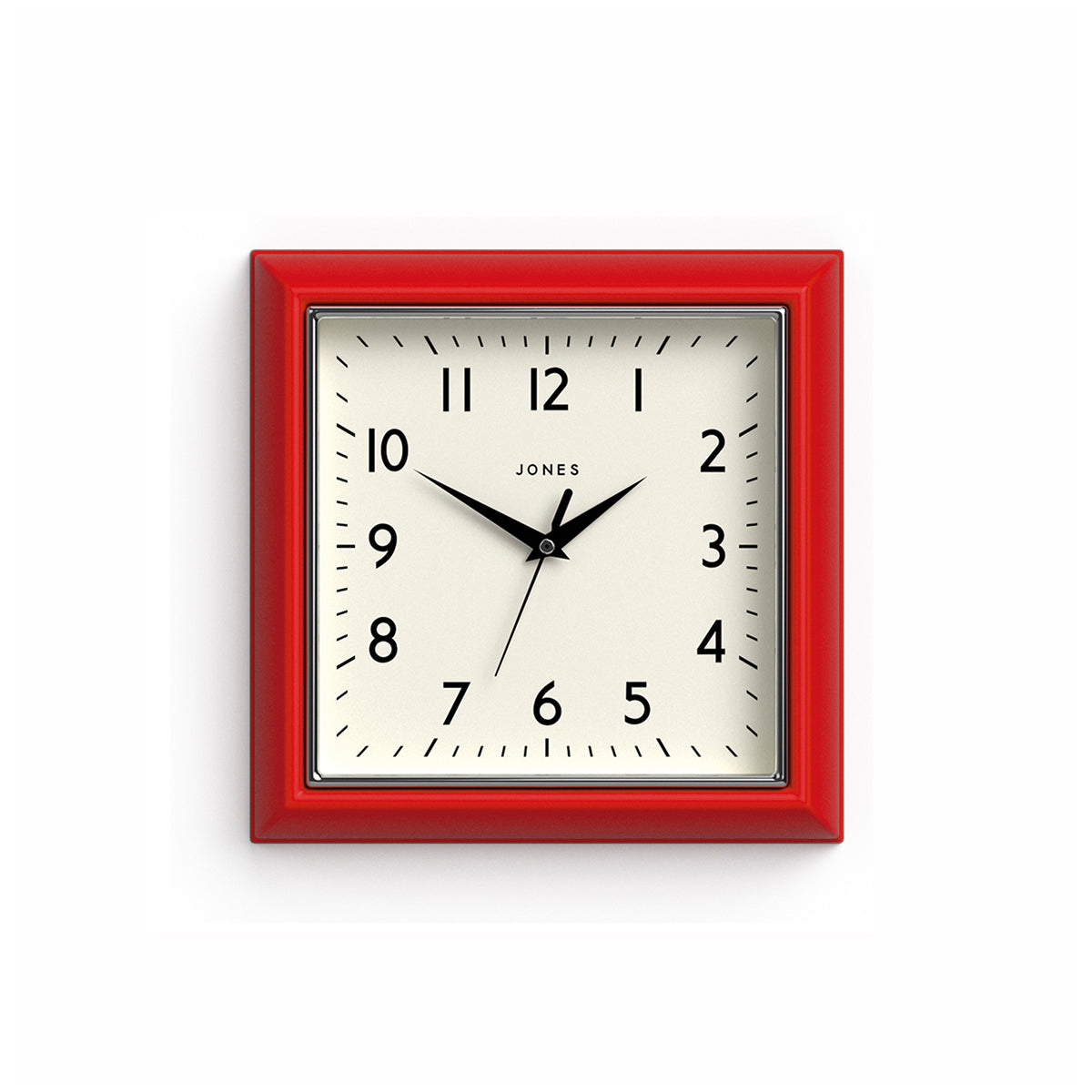 Jones Mustard wall clock in red 25cm – Jones Clocks